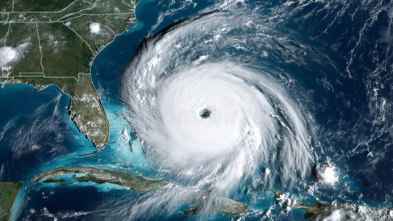 Satellite Image of Large Hurricane Approaching Southeastern U.S. Stock ...