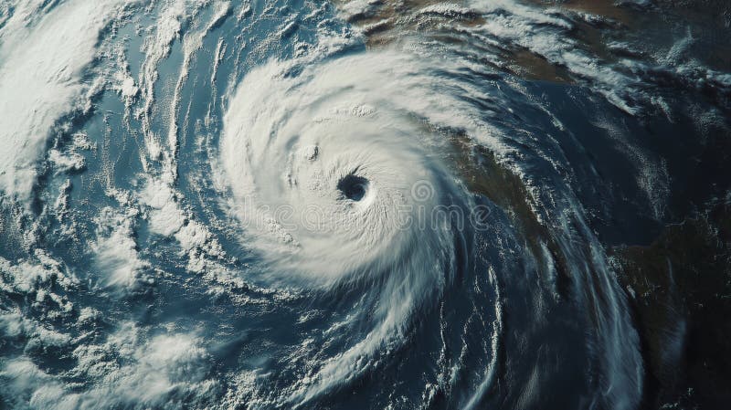 Satellite Image of a Massive Cyclone Over the Ocean, Characterized by ...