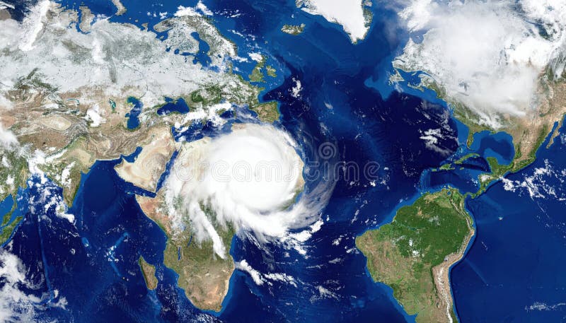 Satellite Image of a Powerful Hurricane Forming Over the Atlantic Ocean ...