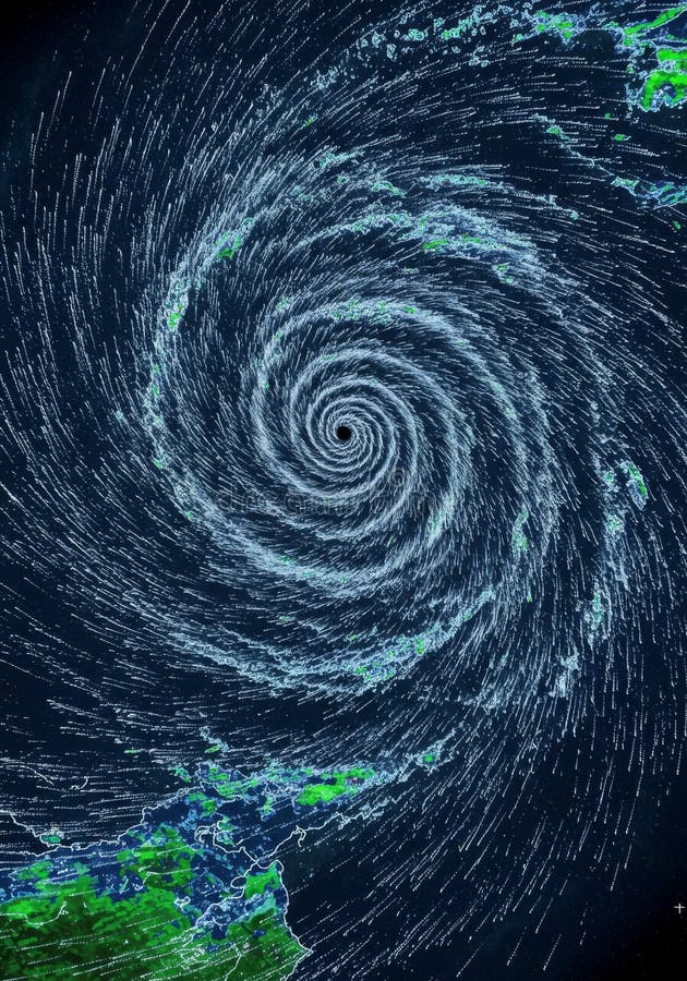 Satellite Image of a Powerful Tropical Cyclone at Night Stock ...