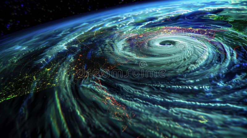 A Satellite Image of a Storm System Leaving a Trail of Data on a ...