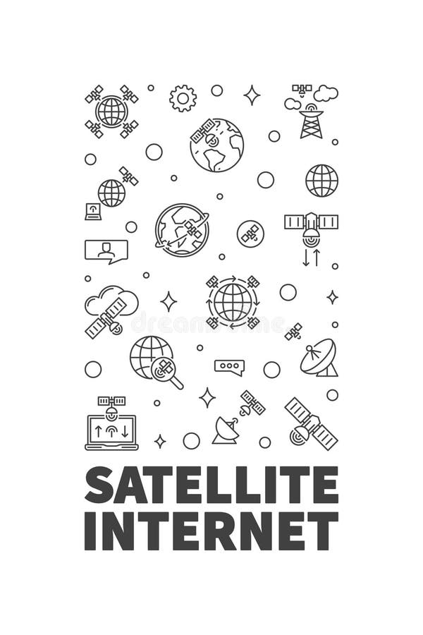Satellite Internet Access Vector Line Vertical Banner - Wireless ...
