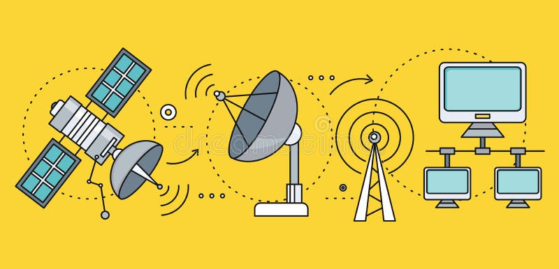 Satellite Internet Global Network Providers Stock Vector - Illustration ...