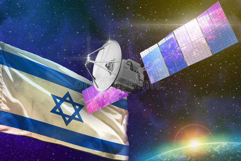 Space Communications Technology Concept - Satellite with Israel Flag ...