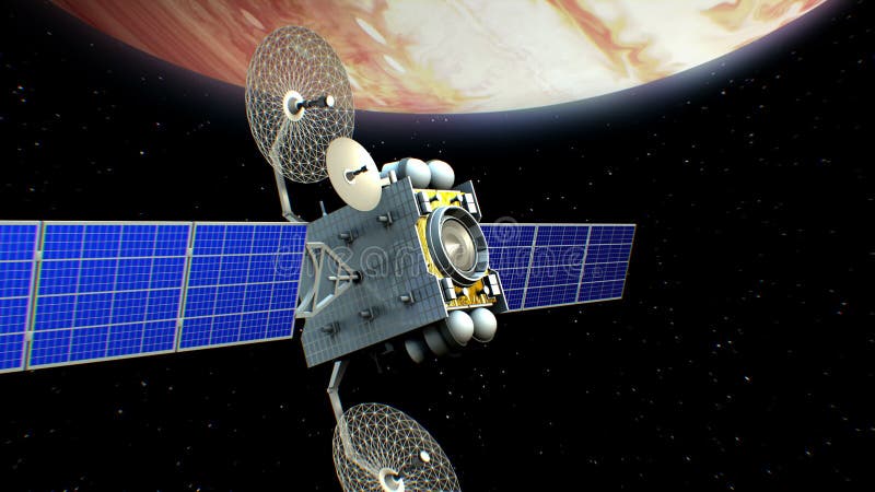 Fictional Artificial Satellite in Jupiter Orbit, 3d Animation. Texture ...