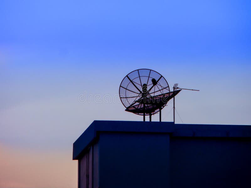 Satellite in the Light Blue Sky Stock Photo - Image of microwave, disk ...