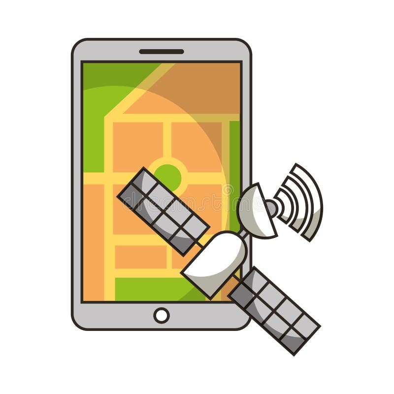 Satellite Location Navigation Mobile Autonomous Car Stock Illustration ...