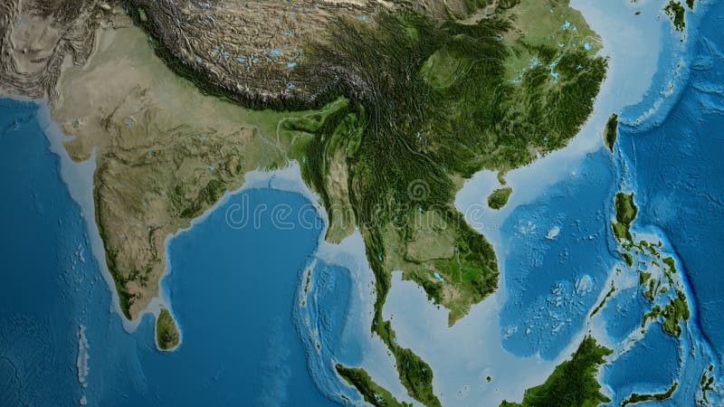 Globe Centered on Myanmar Neighborhood. Satellite Map Stock ...