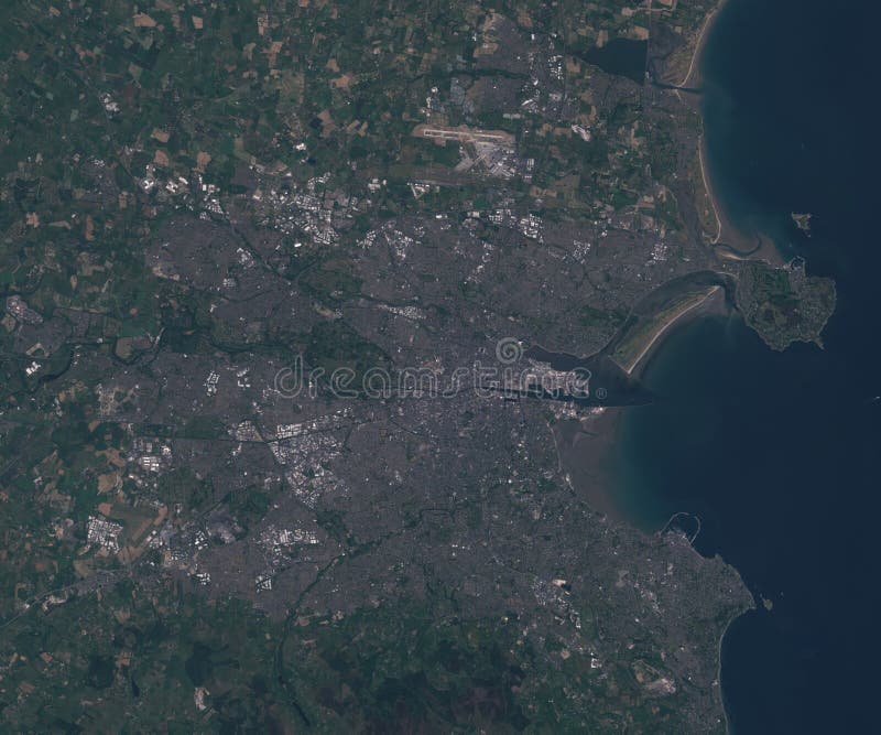 Satellite Map of Dublin Ireland, View from Space Stock Image - Image of ...
