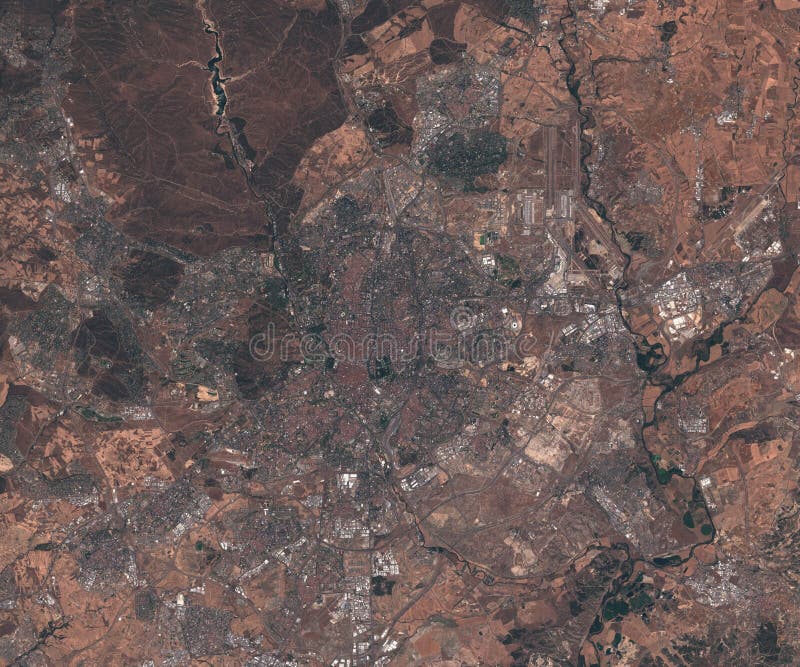 Satellite Map of Madrid Spain, View from Space Stock Image - Image of ...