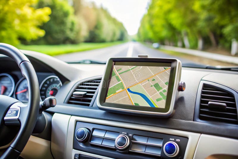Satellite Navigation System in the Car Stock Illustration ...