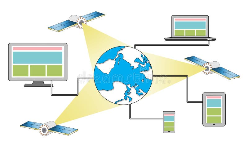Satellite Network Concept on White Background Stock Illustration ...