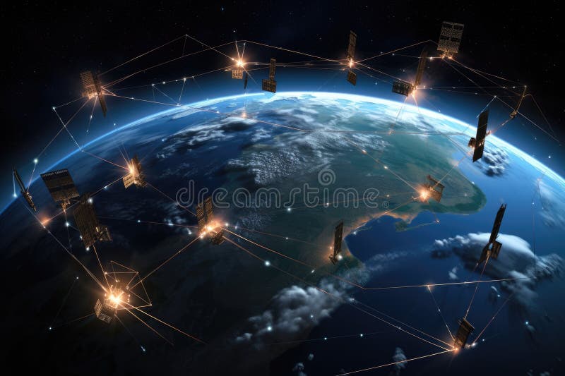Satellite Network Over Earth, Global Connectivity and Communication ...