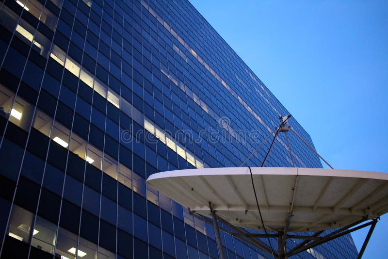 Communication Satellite And Office Building Stock Photo - Image of ...