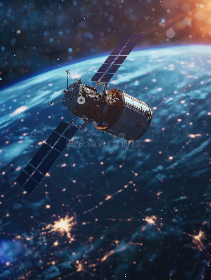 Satellite Operating in Earth& X27;s Orbit Stock Image - Image of earths ...