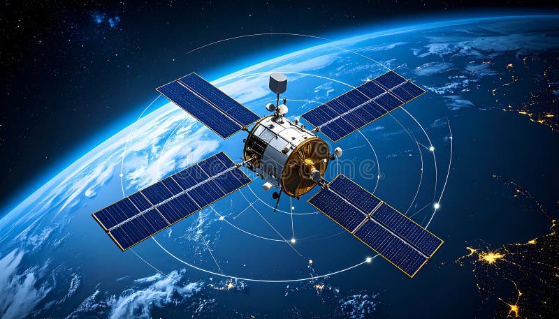 Satellite in Orbit – Capturing the Global Web of Communication Stock ...