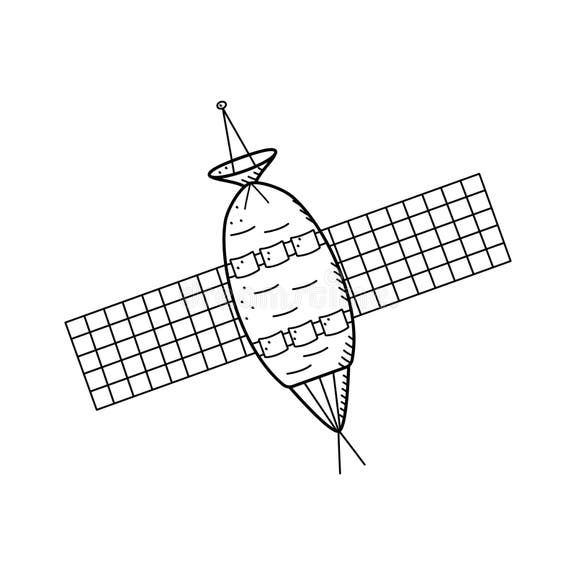 Satellite Orbit Cartoon, Illustration of a Spacecraft in Outer Space ...