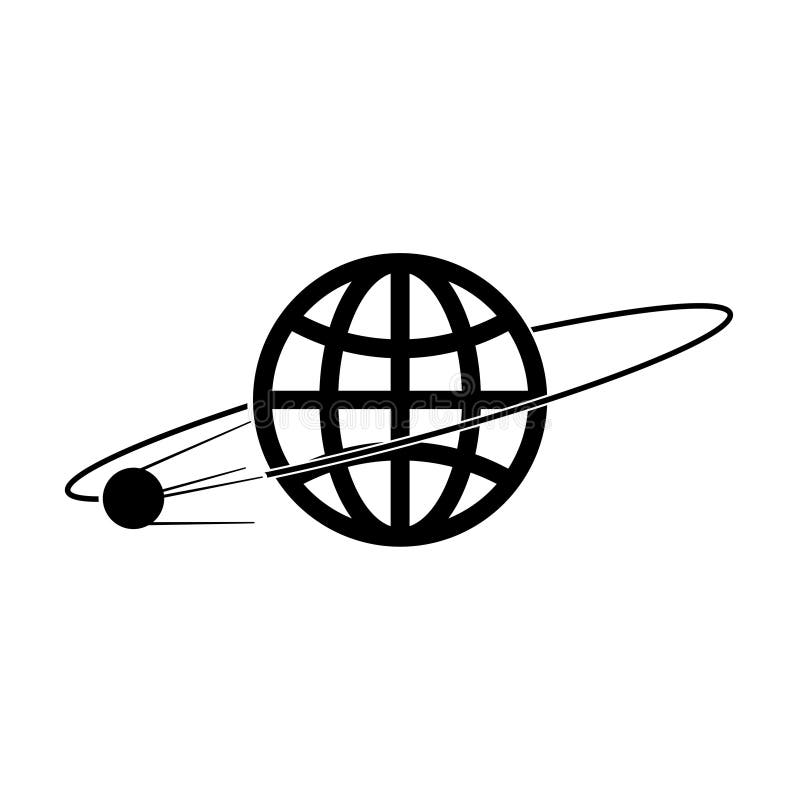 Satellite in Orbit Icon Isolated on White Background Stock Illustration ...