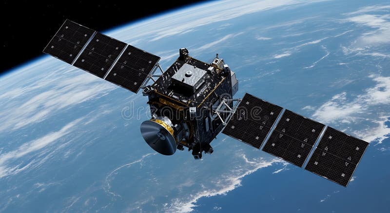 A Satellite is Orbiting Earth, Featuring a Central Body Equipped with ...