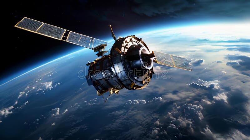 Satellite orbiting earth stock video. Video of orbiting - 327321451