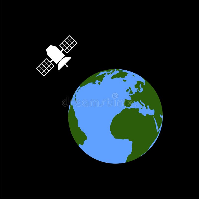 Satellite Orbiting the Earth Icon or Logo Stock Vector - Illustration ...