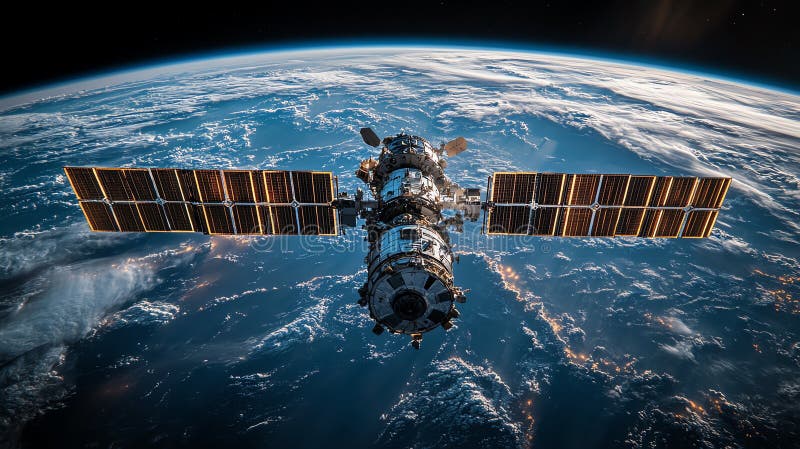 Satellite Orbiting Earth, Showcasing Space Technology and Exploration ...