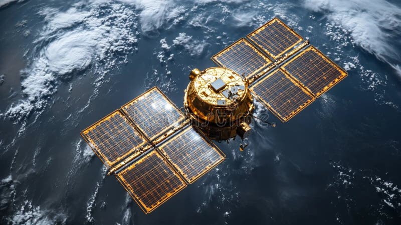 A Satellite Orbiting Earth, Showcasing Technology and Space Exploration ...