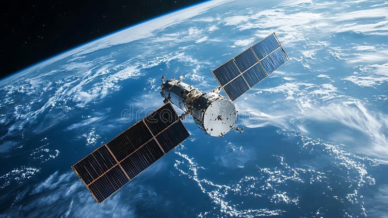 Satellite Orbiting Earth Blue Atmosphere and Cloud Patterns ...