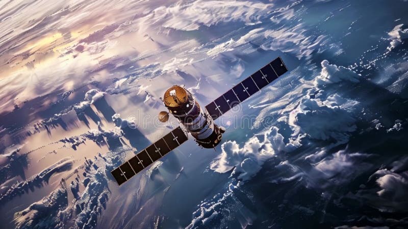 A Satellite Orbits Above Earth, Capturing a Stunning View of the Planet ...