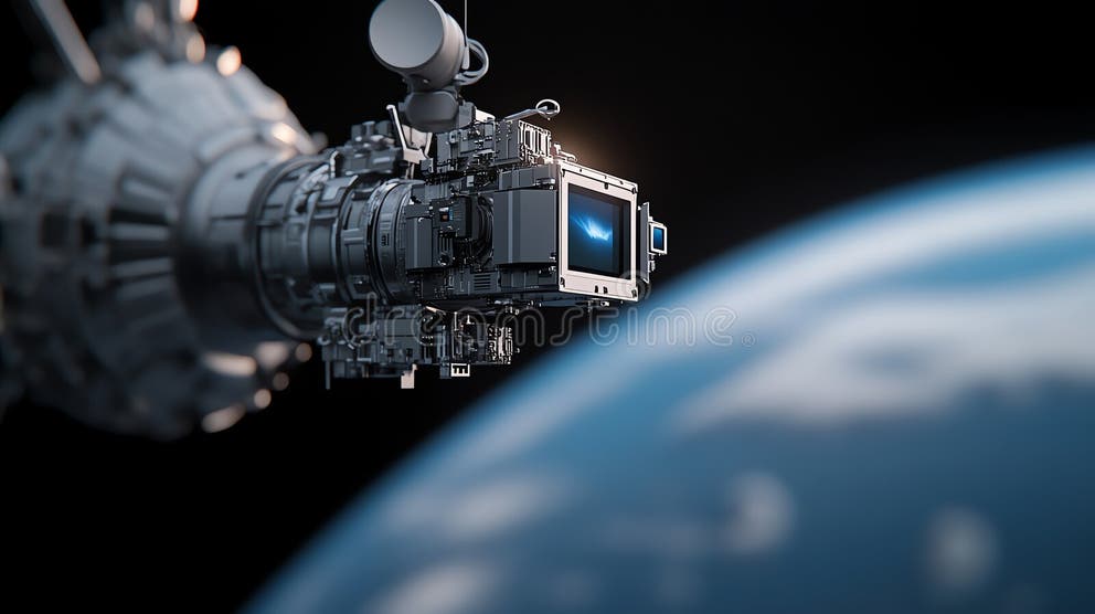A Satellite Orbits Earth, Capturing Stunning Images from Space Stock ...