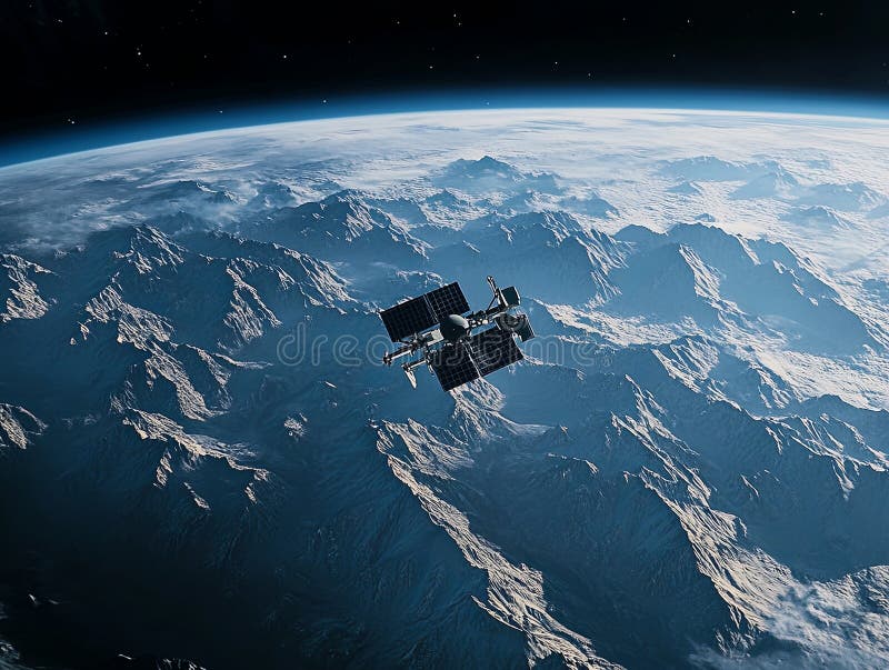 A Satellite Orbits the Earth, Showcasing a Stunning View of the Planet ...