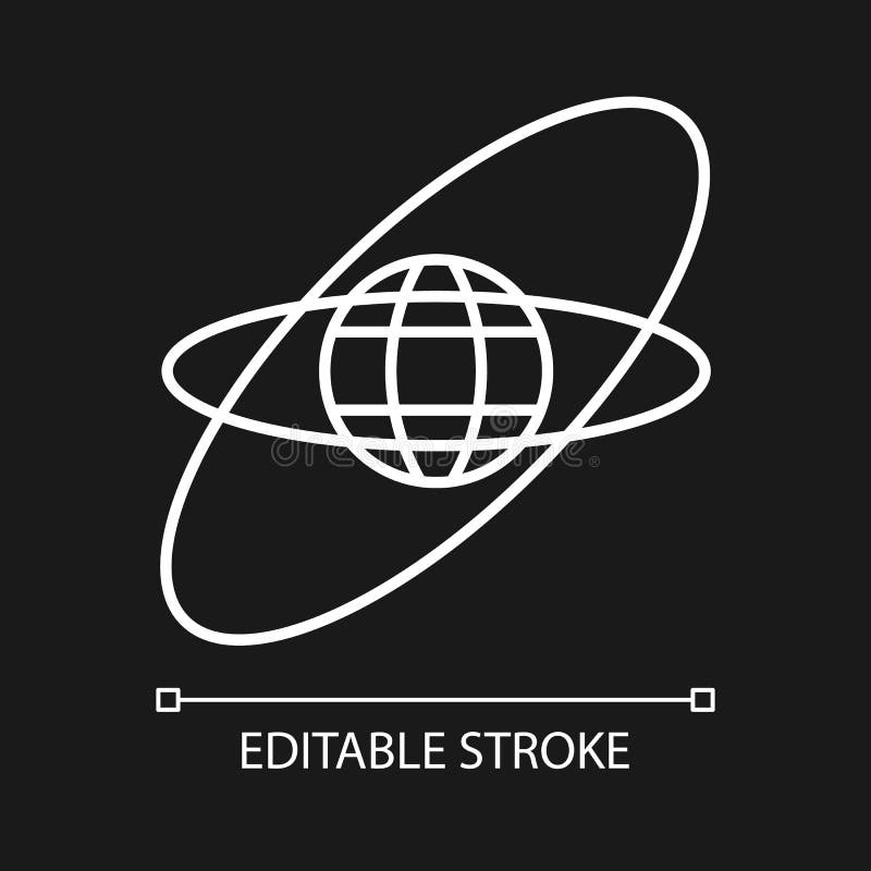 Satellite Orbits, Trajectories White Linear Icon for Dark Theme Stock ...