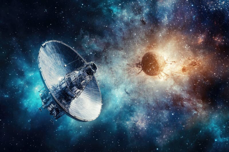 A Satellite Orbits in the Vastness of Space, Surrounded by Stars and ...