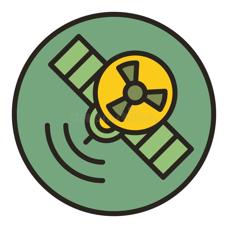 Satellite with Radiation Sign Vector Nuclear Weapon in Space Round ...