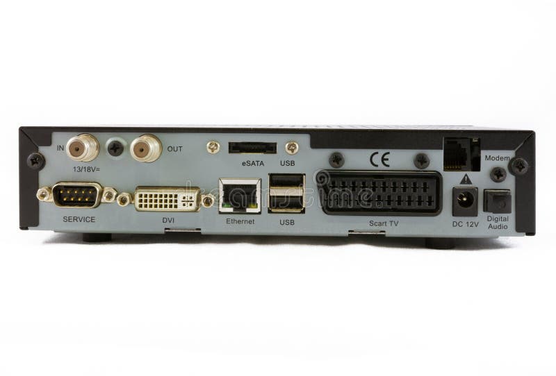 Tv Decoder Rear View Isolated on White Background. Receiver Stock Image ...