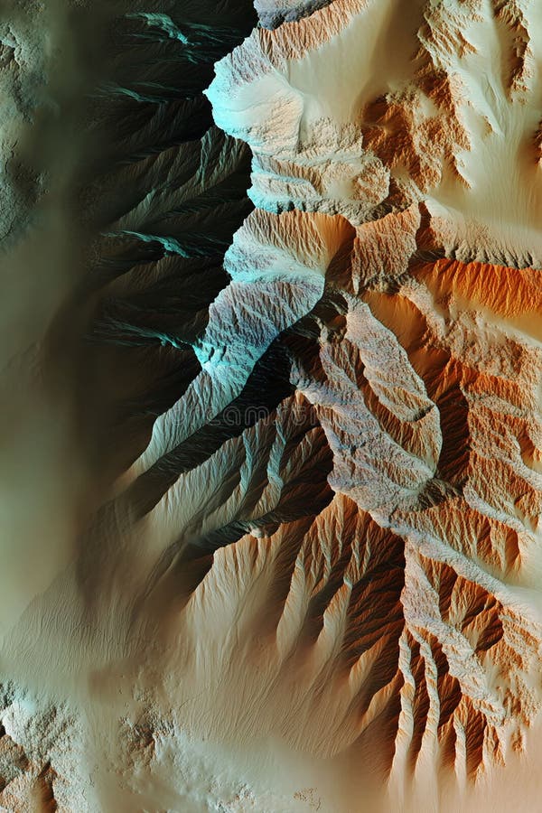 Satellite Scan of a Desert Landscape Rendered in 3D Using GIS and LiDAR ...