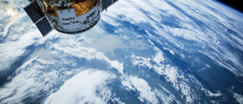 Satellite Shows New Year Message from Space Stock Image - Image of ...