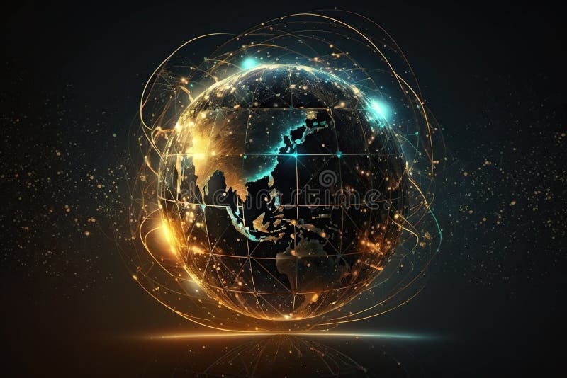 Satellite Signal Hologram Ai Ui Technology Global Social Net, Created ...