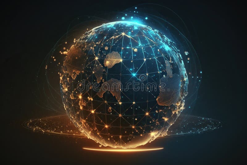 Satellite Signal Hologram Ai Ui Technology Global Social Net, Created ...