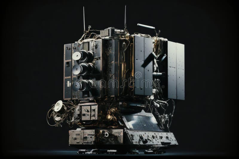 Satellite with Solar Panels Isolated in Space Stock Illustration ...