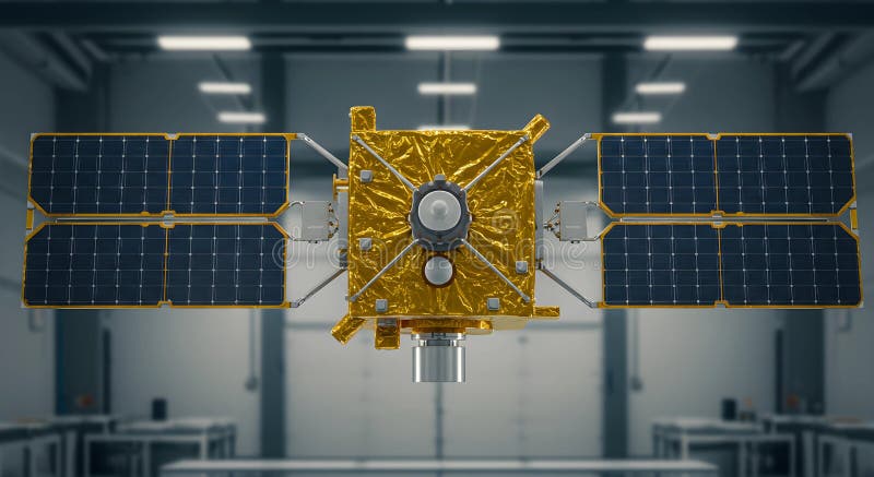 Satellite with Solar Panels Technology in Laboratory Setting for Space ...