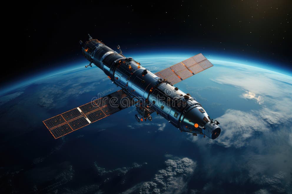 Satellite in Space in the Orbit of the Planet Earth, the Study of ...