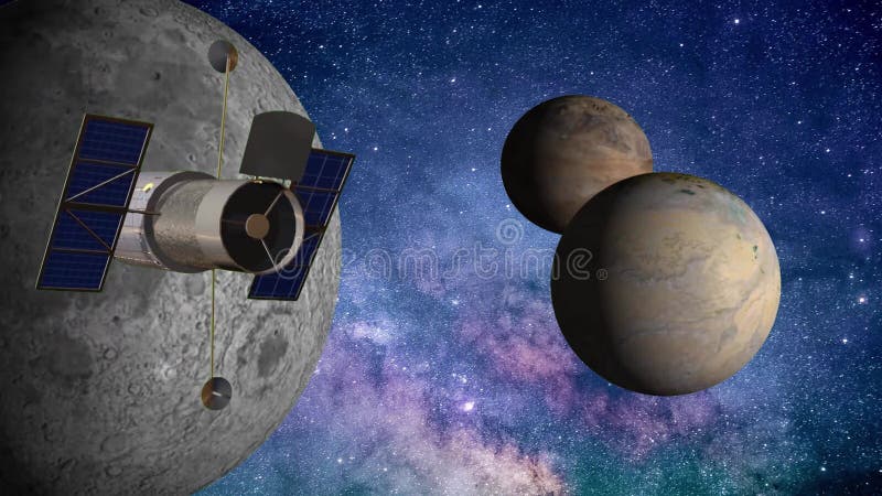 Satellite moons orbit stock footage. Video of composite - 348181866