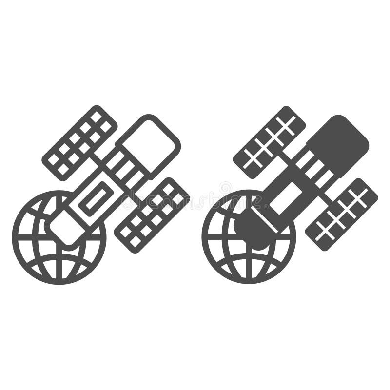 Satellite Telescope and Globe Line and Solid Icon, Space and Optical ...