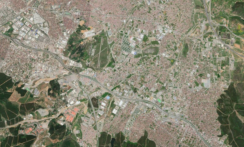 Satellite Top View Texture Over Istanbul Stock Image - Image of world ...