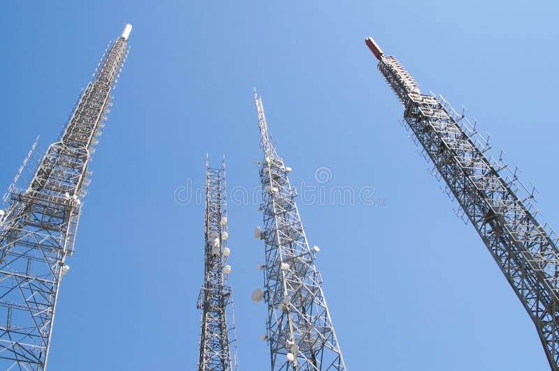 Satellite towers stock photo. Image of receiver, broadcast - 41795522