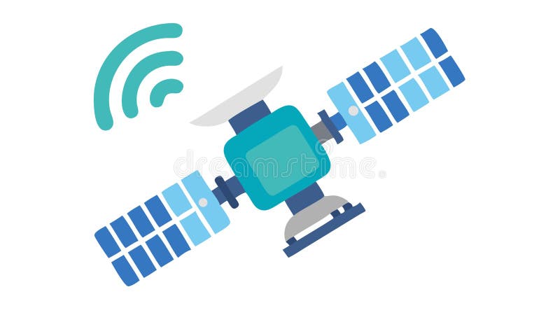 Satellite with Transmission Antenna, Active Communication Icon, Vector ...