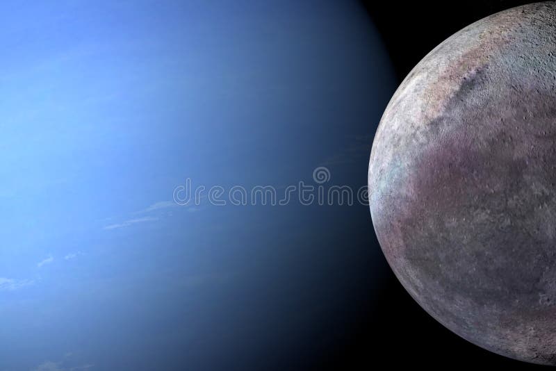 Satellite Triton, Moon of Neptune, Orbiting Around Neptune Planet. 3d ...