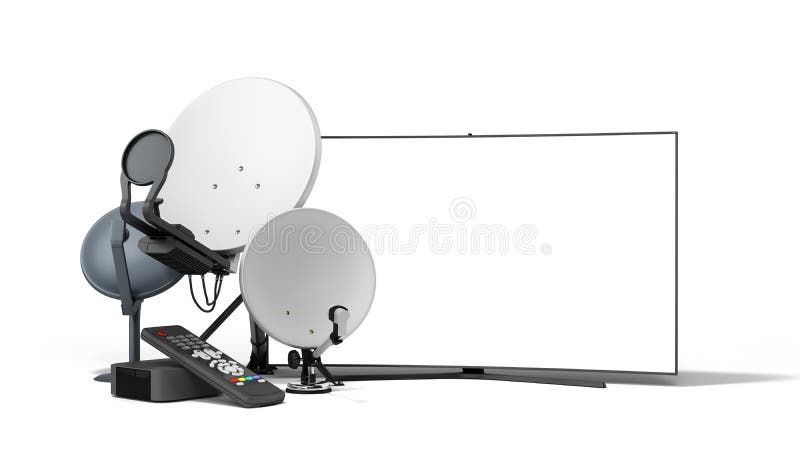 Satellite Tv or Internet Concept Different Size Satellite Dishes and Tv ...