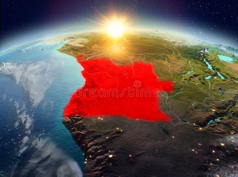 Angola from Space in Sunrise Stock Illustration - Illustration of ...